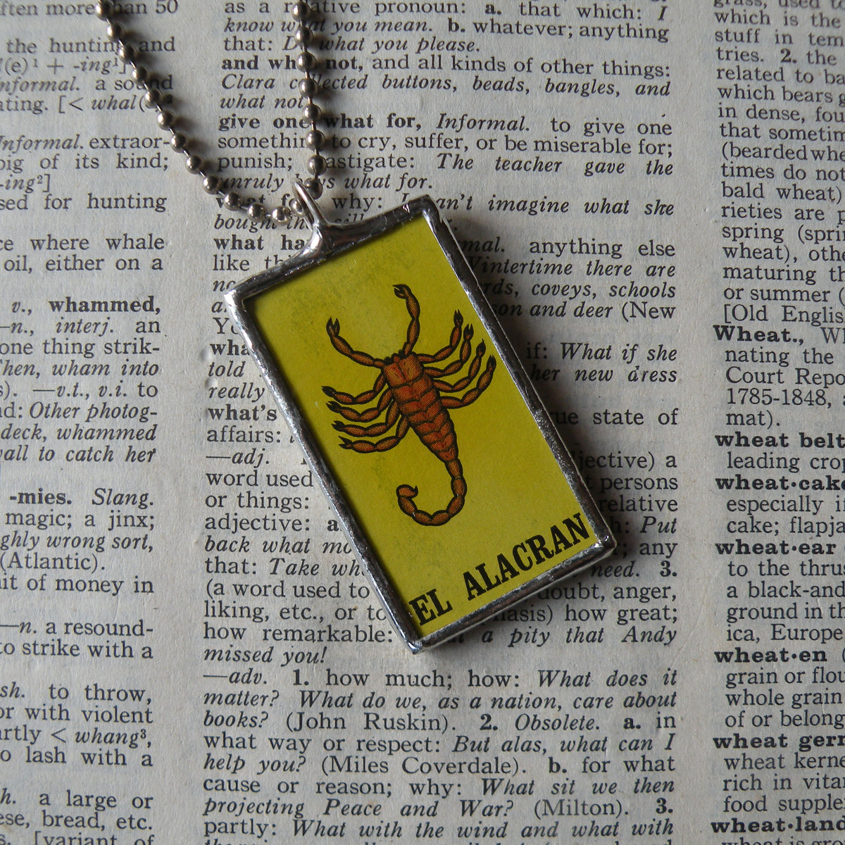 El Alacran scorpion, El Nopal cactus, Mexican loteria cards up-cycled ...
